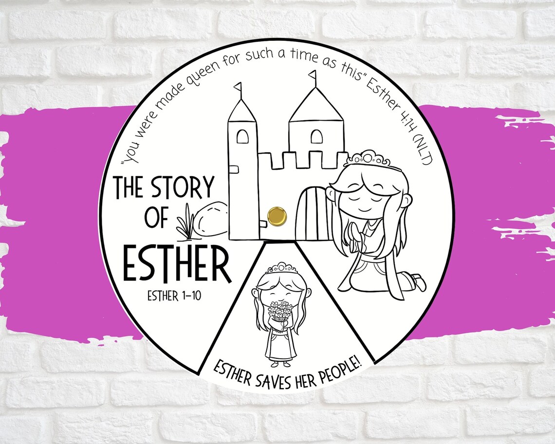 Kids Printable Queen Esther Story Spinner Wheel, Sunday School Activity ...