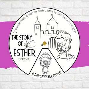 Kids Printable Queen Esther Story Spinner Wheel, Sunday School Activity ...