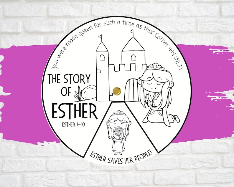 Kids Printable Queen Esther Story Spinner Wheel, Sunday School Activity ...