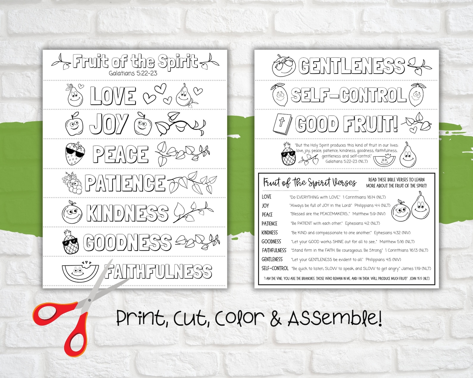 Kids Printable Fruit of the Spirit Paper Chain Craft, Sunday School ...