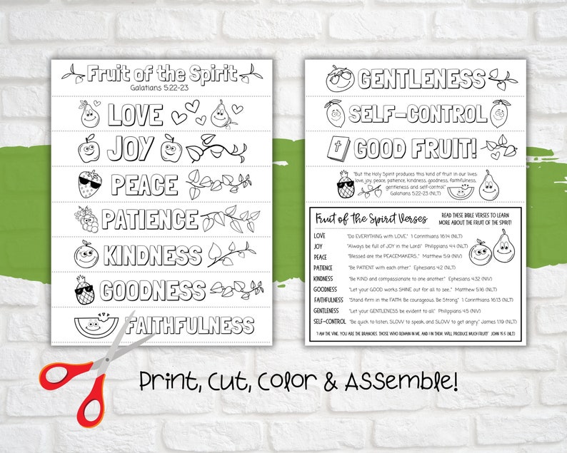 Kids Printable Fruit of the Spirit Paper Chain Craft, Sunday School ...