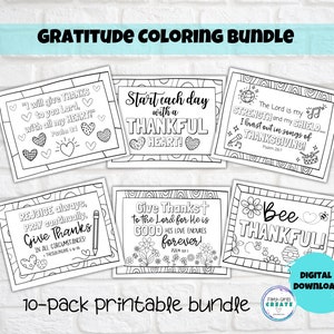Gratitude Bible Verse Coloring Set of 10, Sunday School, Thankful Heart ...