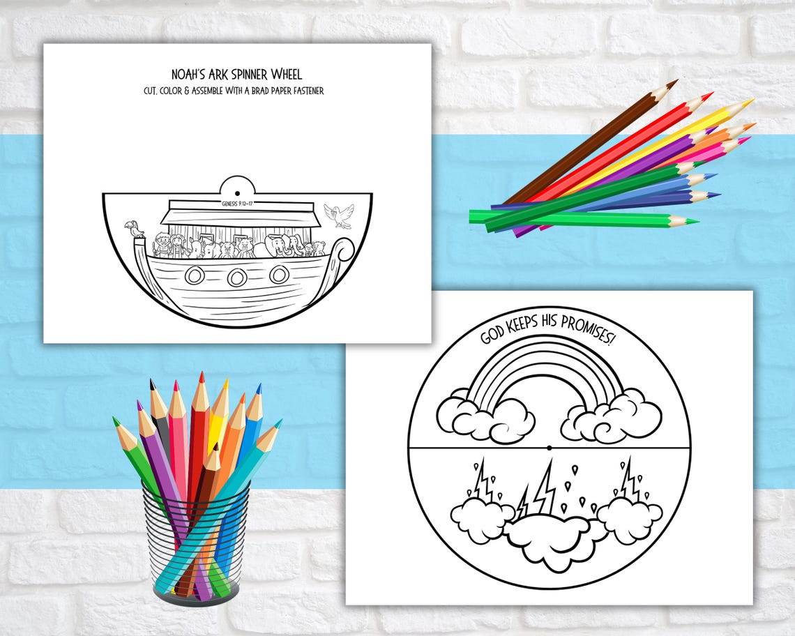Noah's Ark Spinner Color Wheel, Sunday School Activity, Printable Kids ...