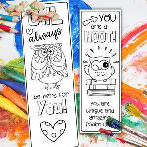 Owl Bible Themed Bookmarks, Set of 10 Kids Printable Colouring ...