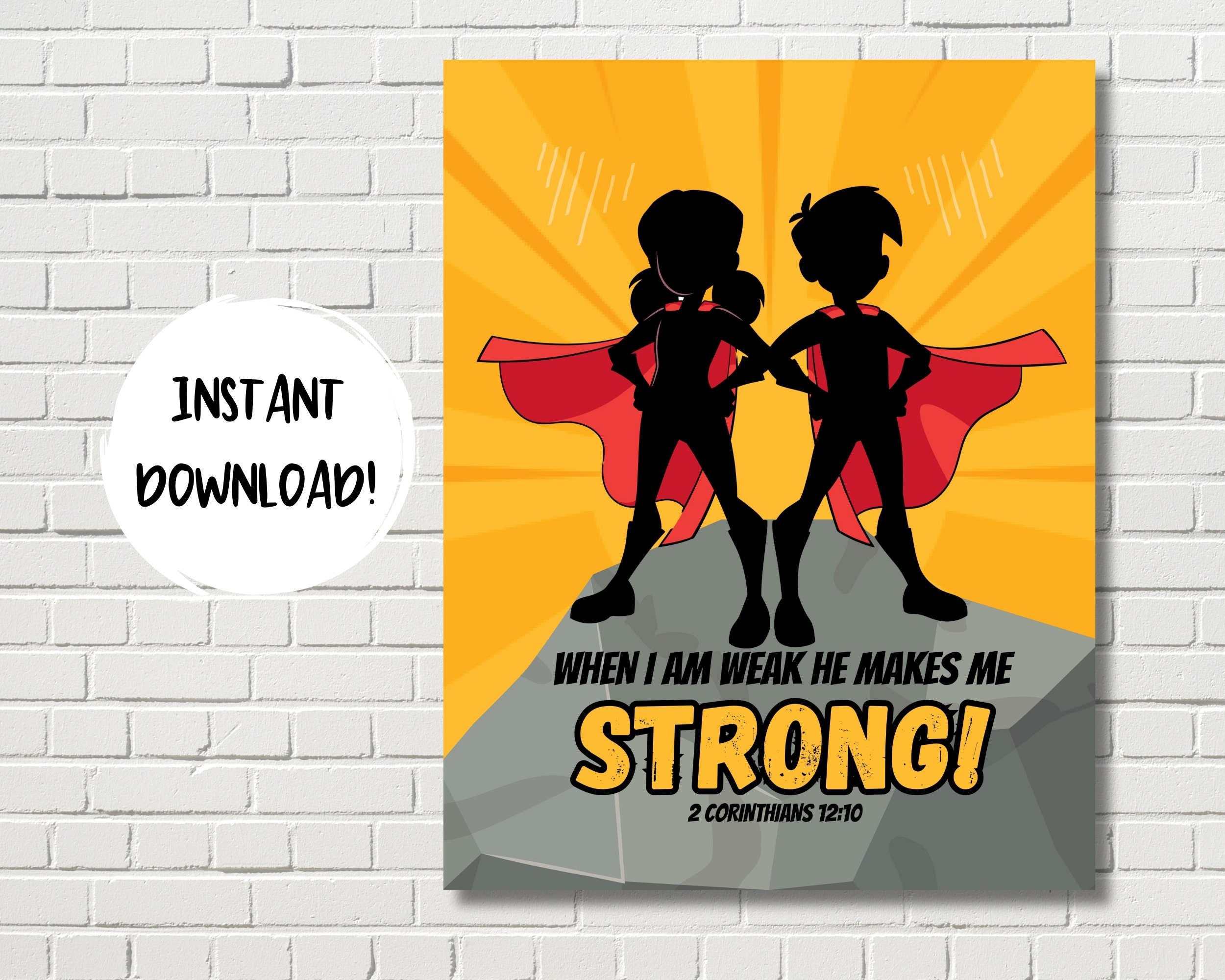 Heroes Bible Verse Wall Art, When I Am Weak He Makes Me Strong ...