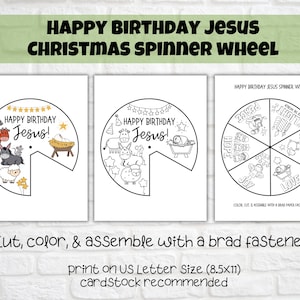 Kids Printable Happy Birthday Jesus Christmas Spinner Color Wheel ...