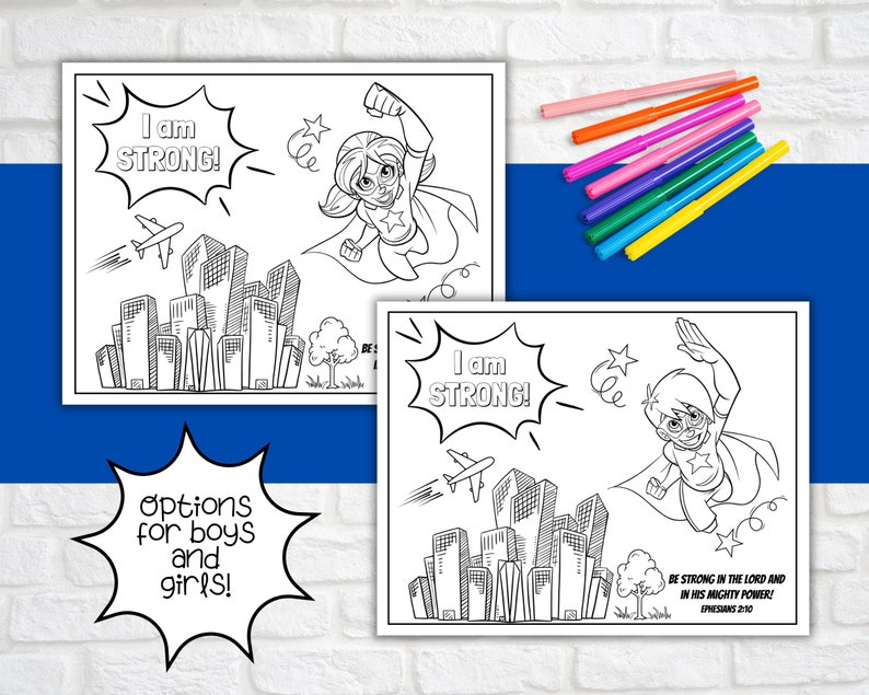 Superhero Comic Book Bible Verse Coloring, Set of 14, Sunday School ...