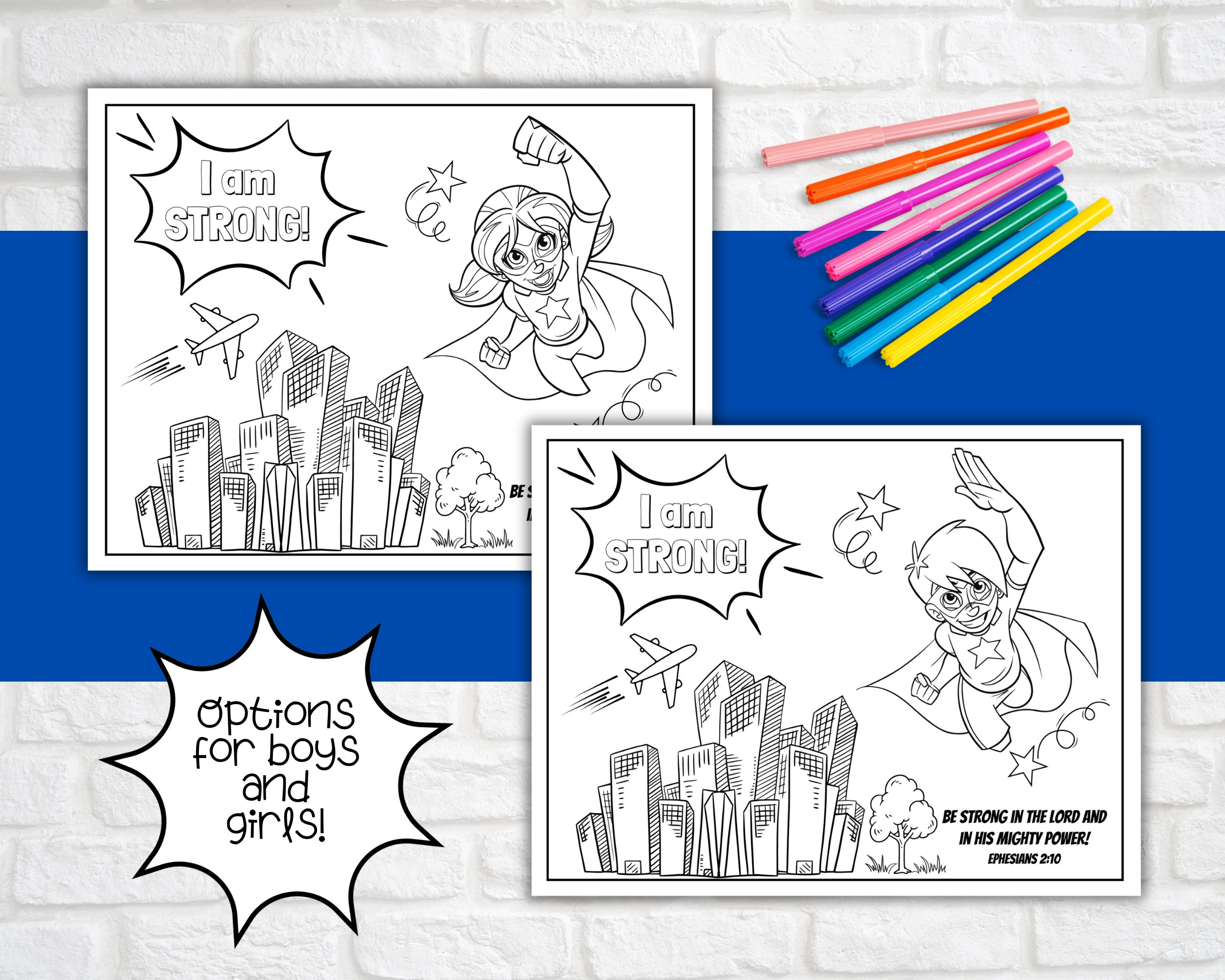 Superhero Comic Book Bible Verse Coloring, Set of 14, Sunday School ...