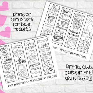 Kids Printable Bible Verse Valentine/love Themed Bookmarks to Colour ...