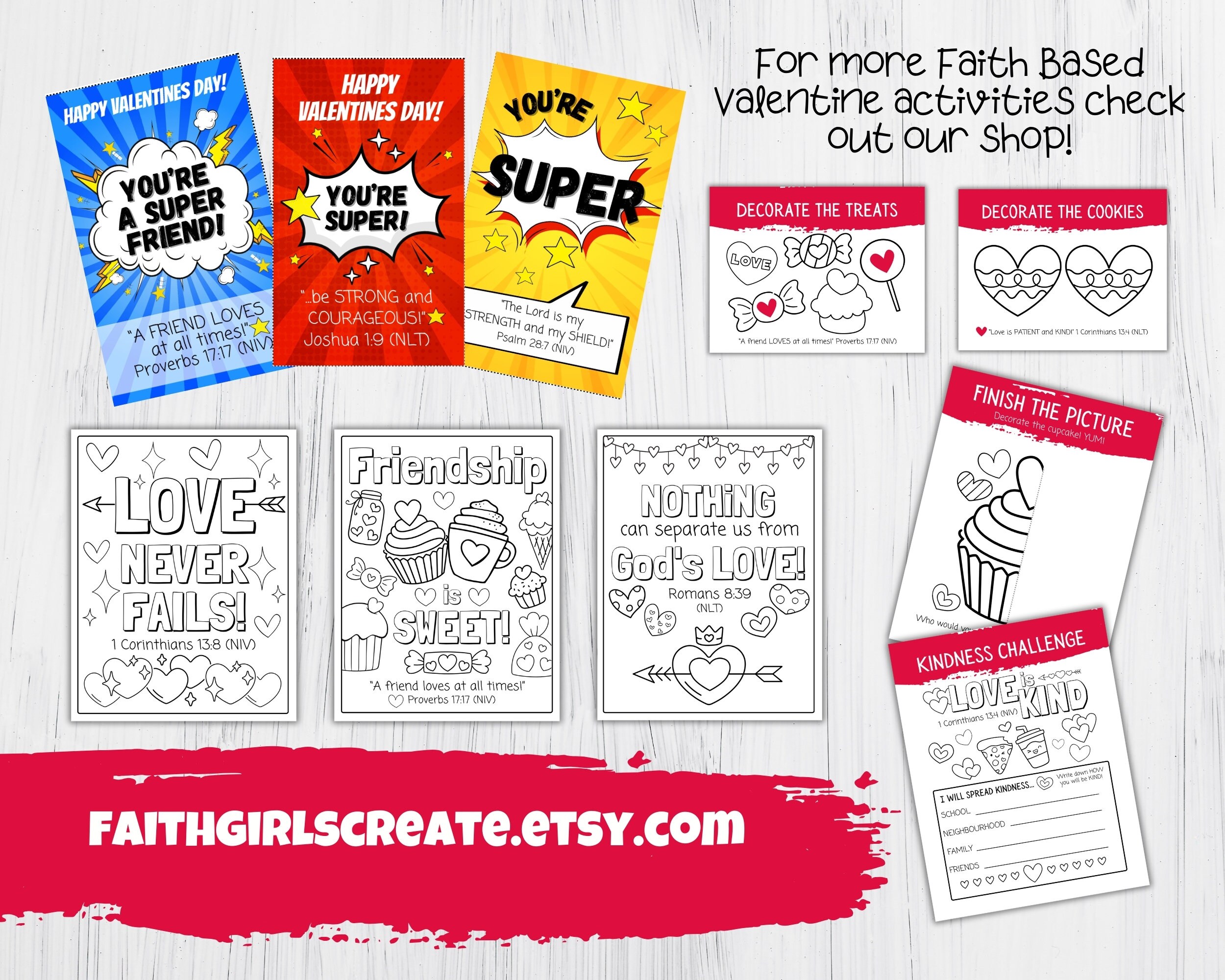 Kids Printable Bible Verse Valentine/love Themed Bookmarks to Colour ...