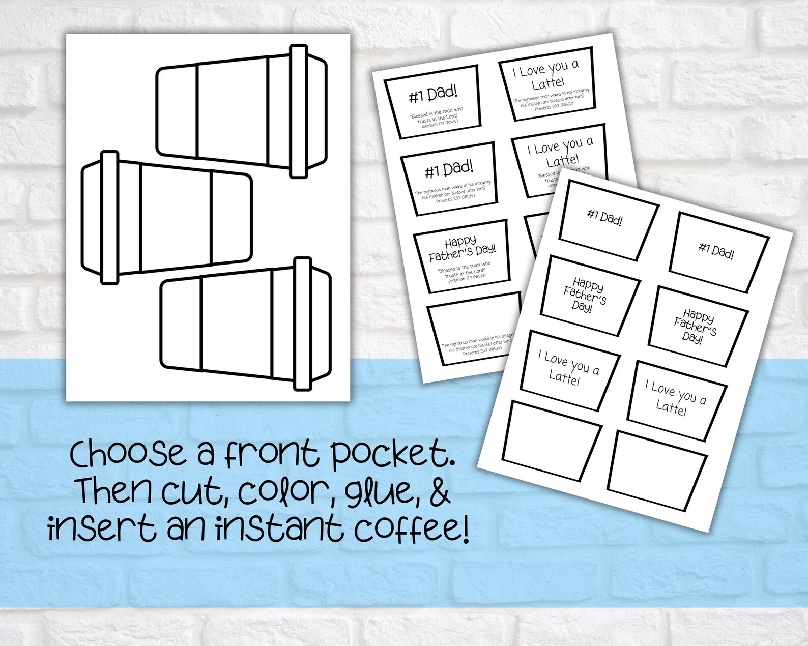 Father's Day Bible Verse Coffee Craft, Printable Father's Day Activity ...