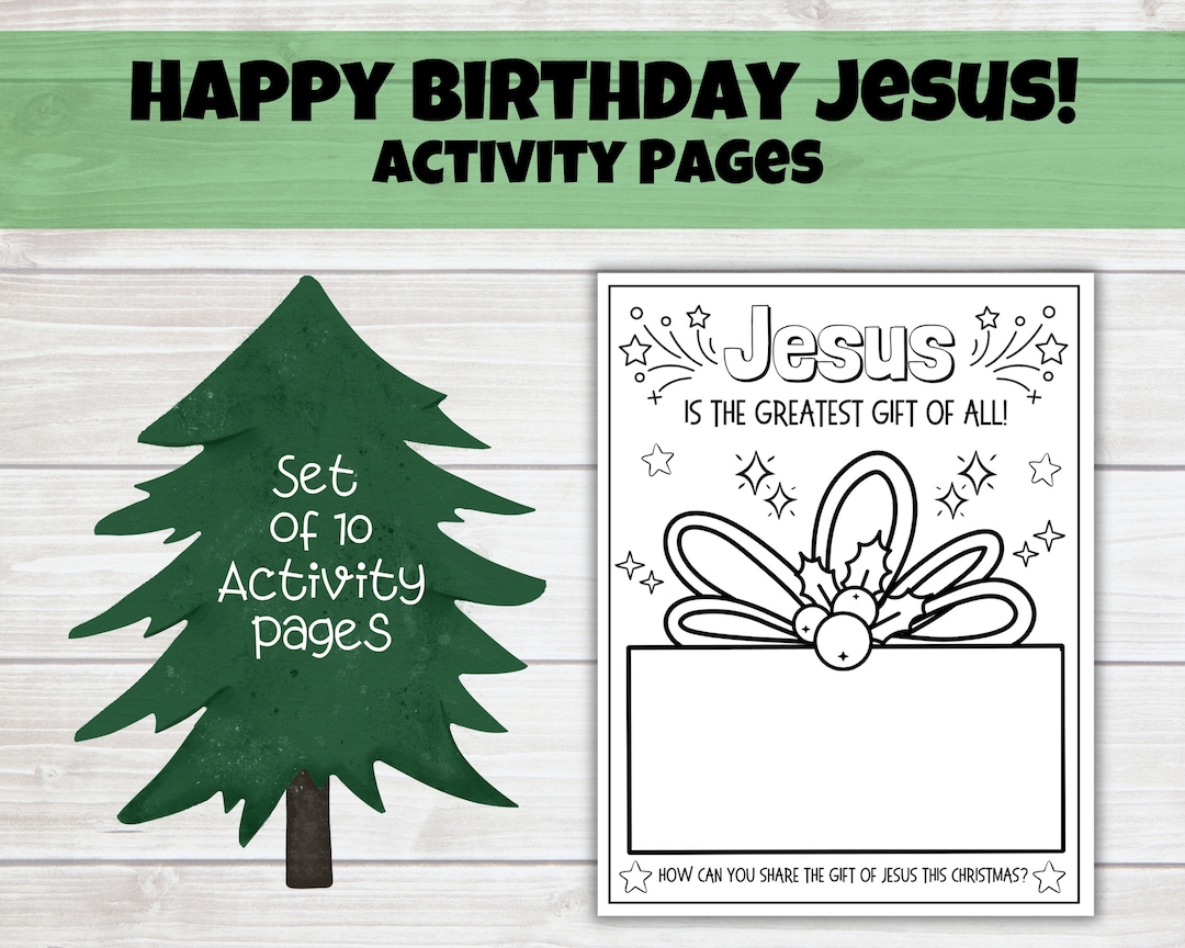Happy Birthday Jesus Activity Pages, Set of 10 Fun Christmas Activities ...
