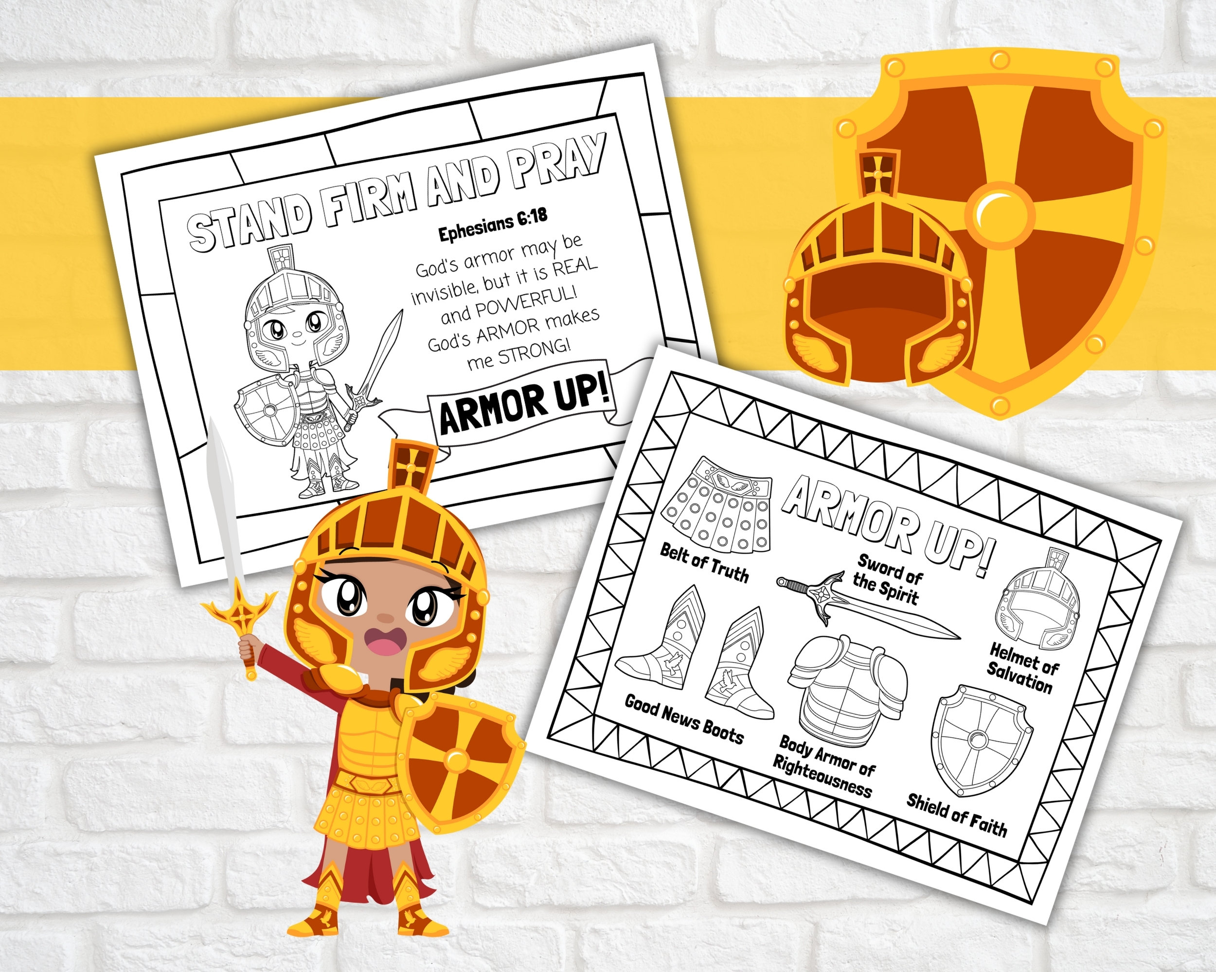 Armor of God Printable Coloring & Activity Pages, Sunday School, Kids ...