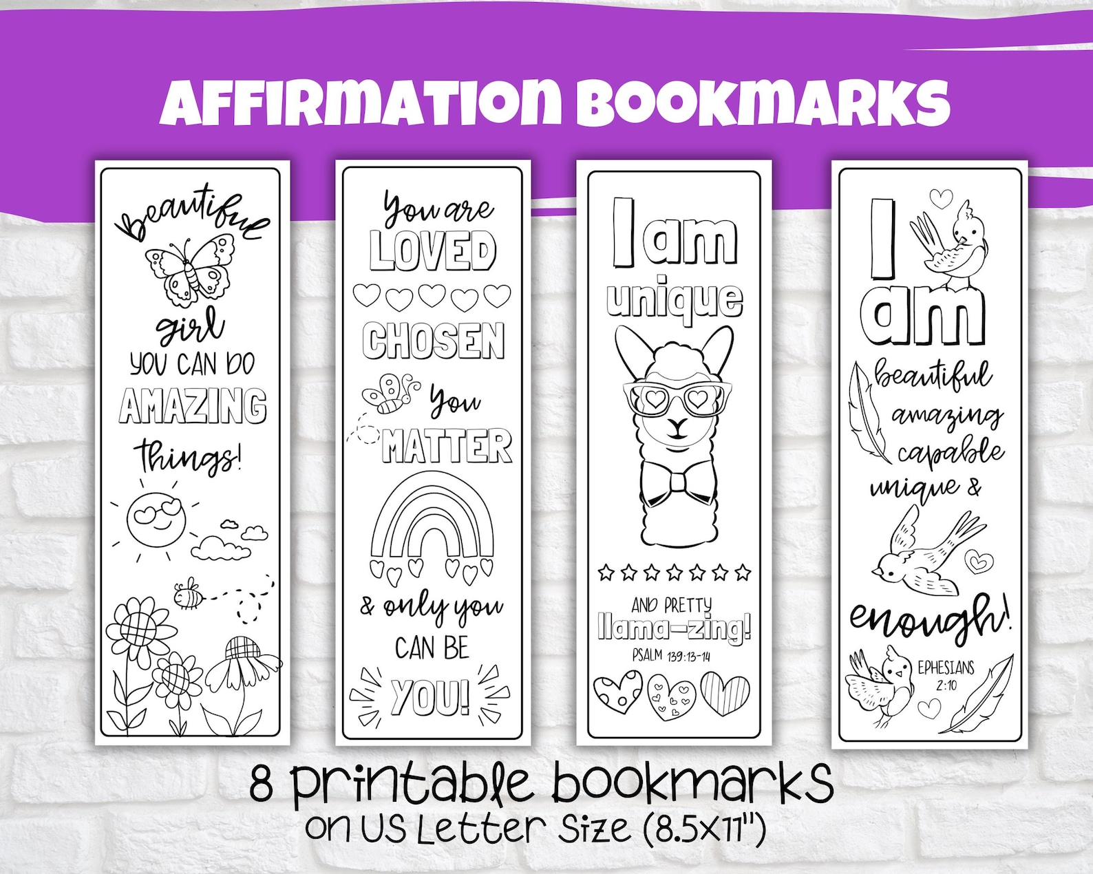 Affirmation Bible Verse Bookmarks, Kids Colouring, Printable Bookmarks ...