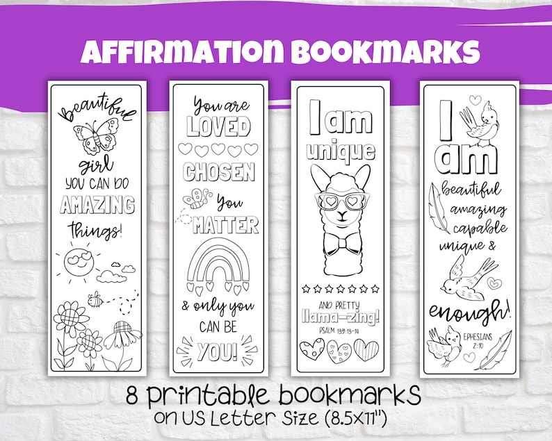Affirmation Bible Verse Bookmarks, Kids Colouring, Printable Bookmarks ...
