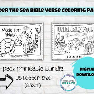 Under the Sea Kids Bible Verse Printable Colouring Pages, Ocean Themed ...