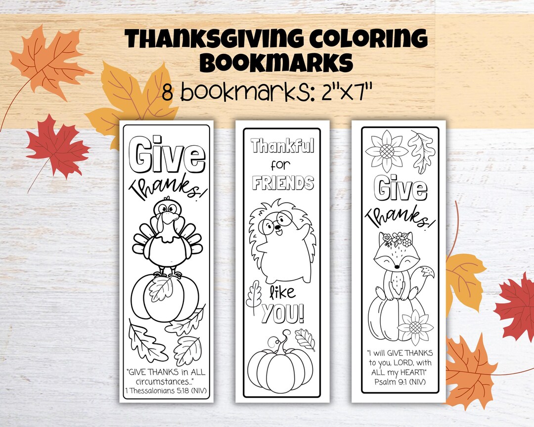 Thanksgiving/fall Bible Themed Bookmarks, Set of 8 Kids Printable ...