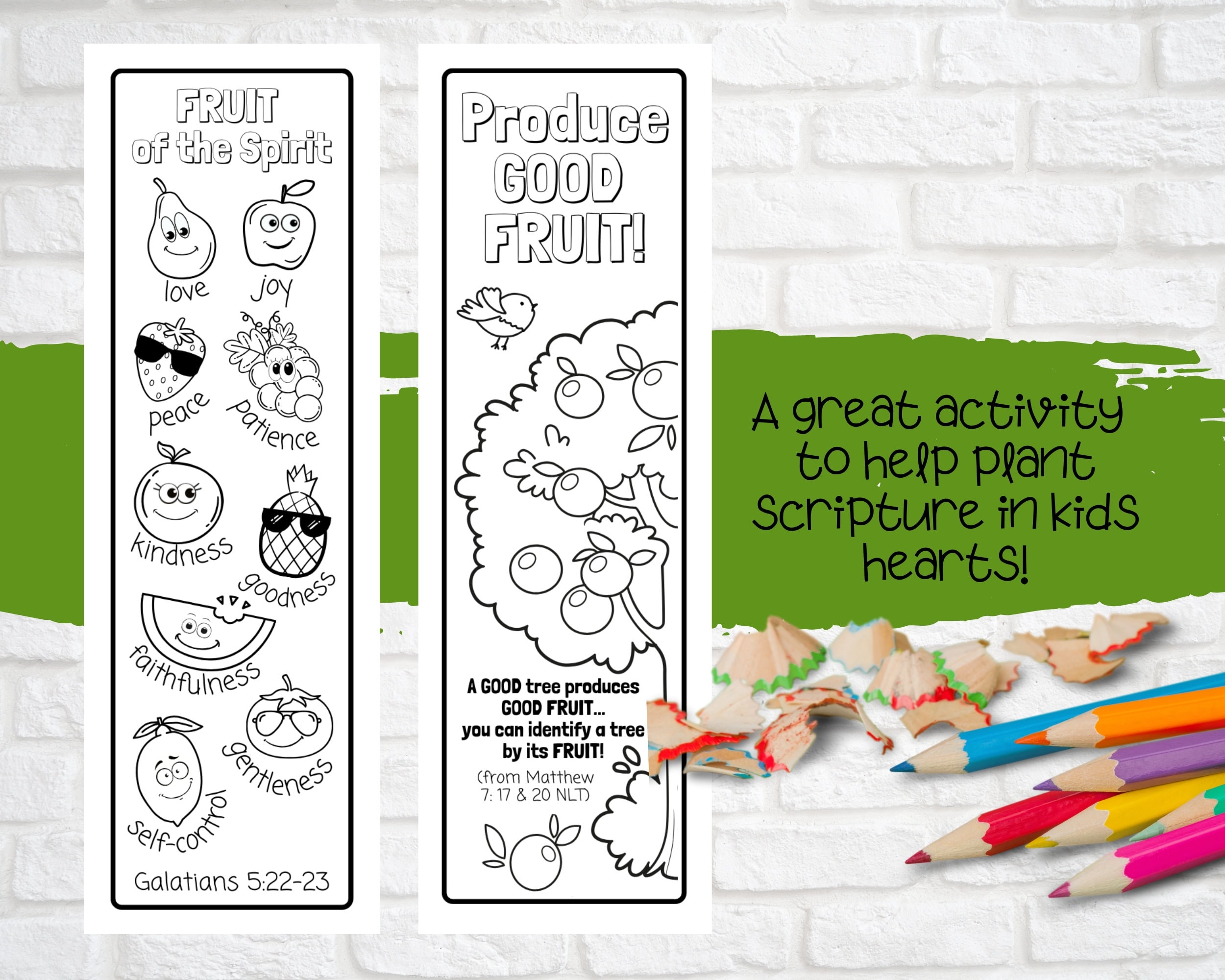 Fruit of the Spirit Printable Coloring Bookmarks, Galatians 5, Sunday ...
