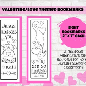 Kids Printable Bible Verse Valentine/love Themed Bookmarks to Colour ...