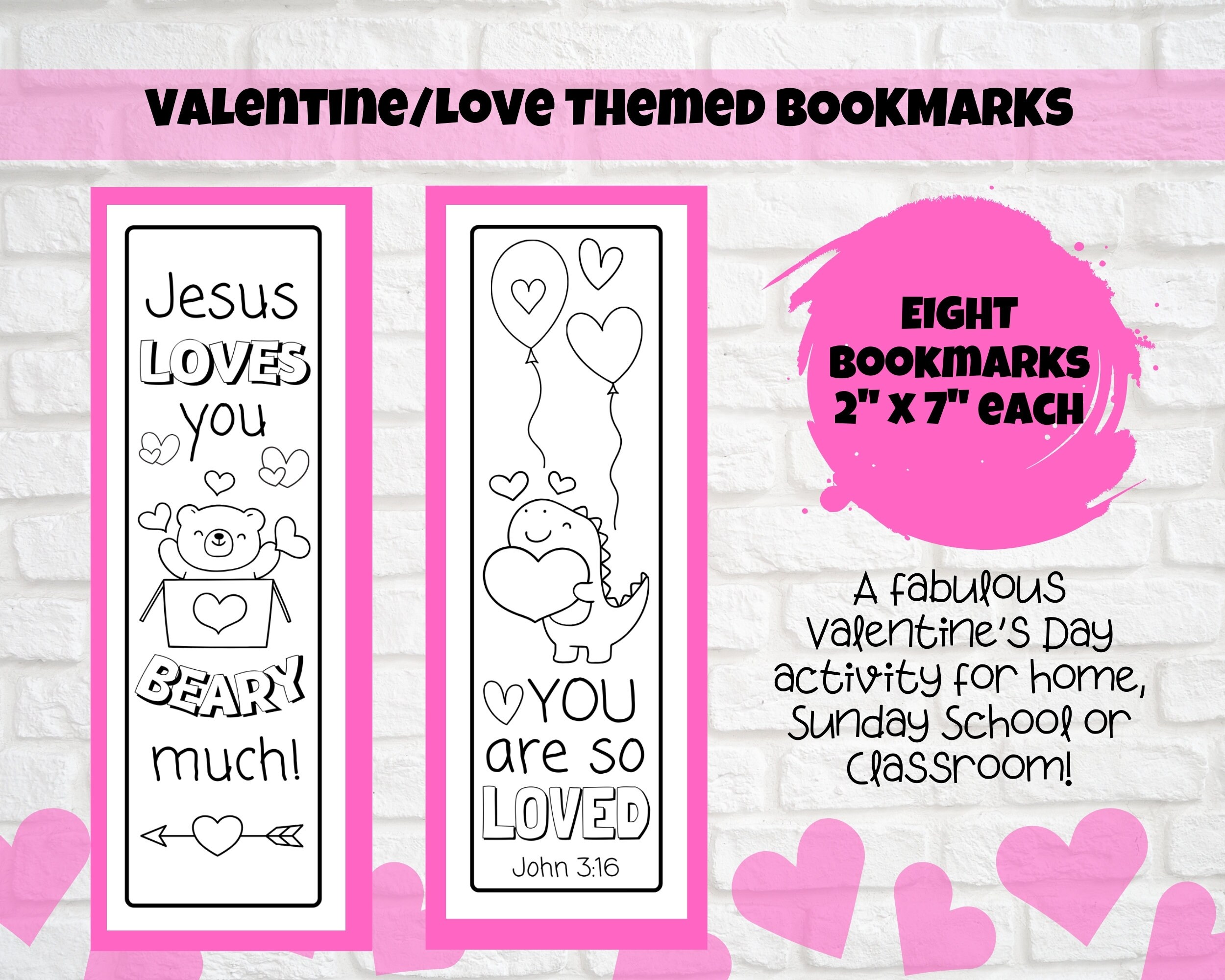 Kids Printable Bible Verse Valentine/love Themed Bookmarks to Colour ...