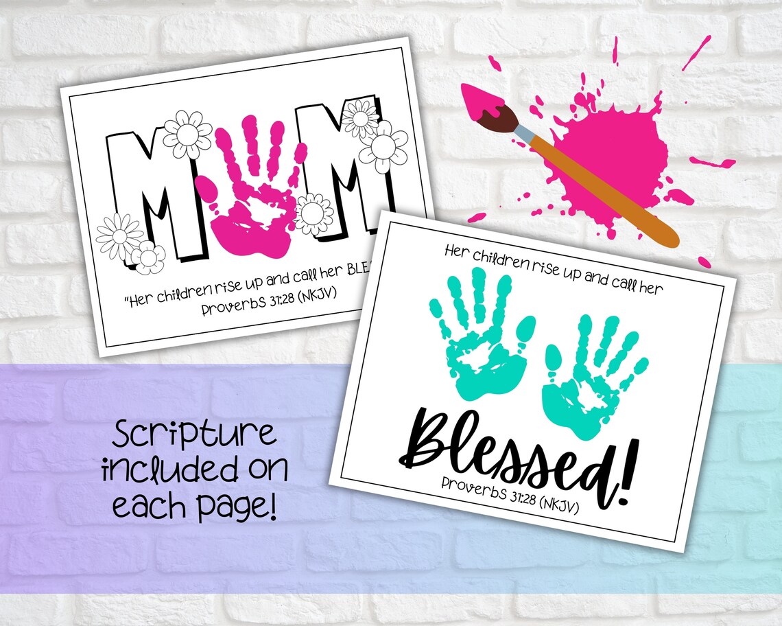 Mother's Day Bible Verse Handprint Bundle, Printable Mother's Day Craft ...