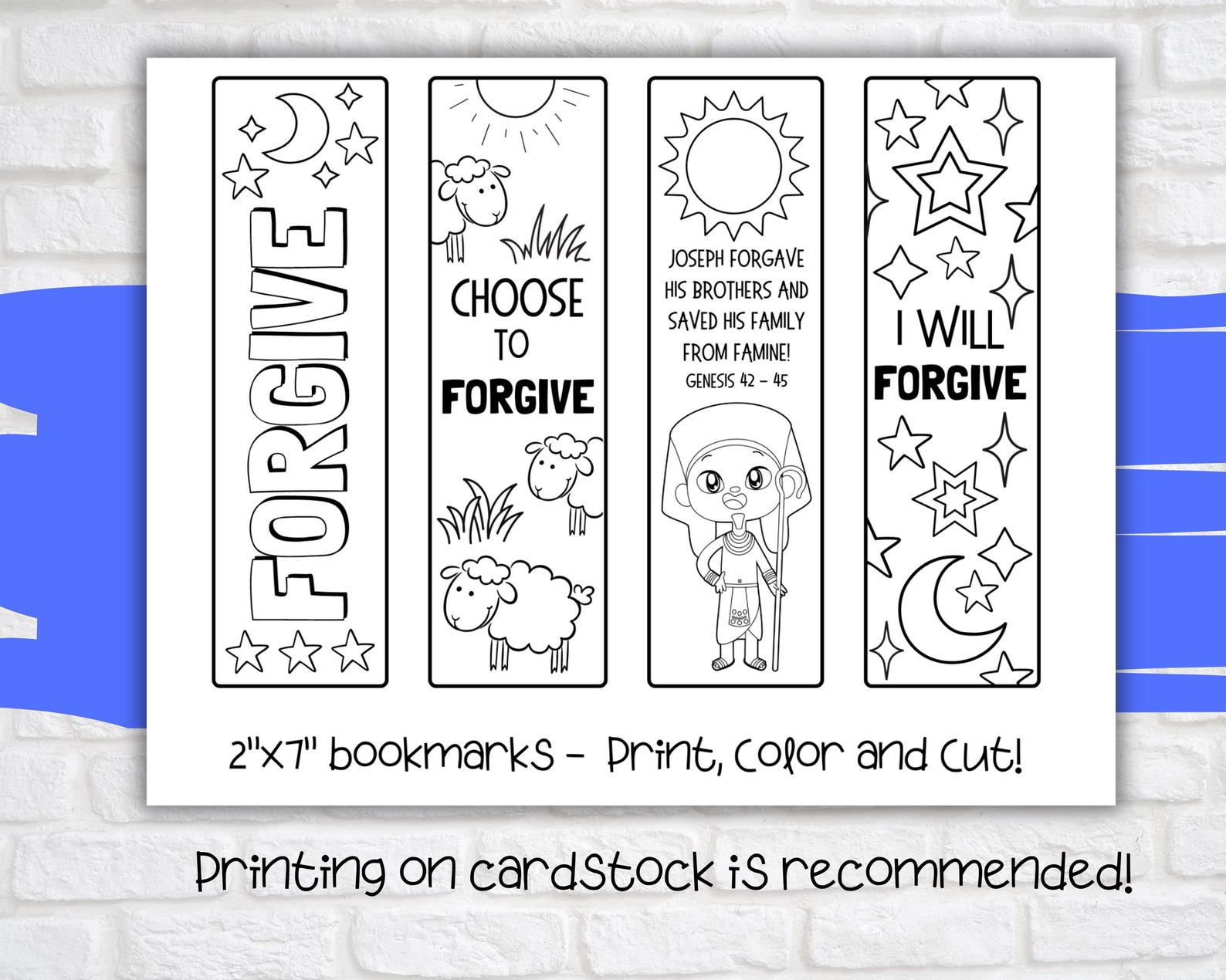 Forgive Printable Coloring Bookmarks, Story of Joseph, Sunday School ...