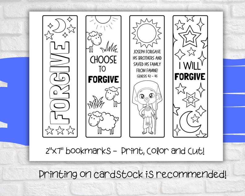 Forgive Printable Coloring Bookmarks, Story of Joseph, Sunday School ...