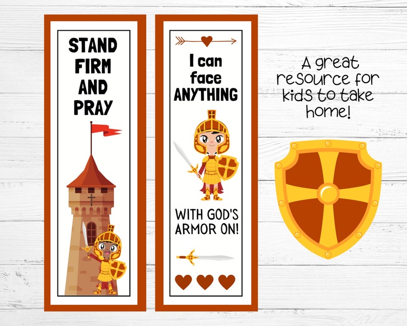 Armor of God Printable Coloring Bookmarks, Ephesians 6, Sunday School ...
