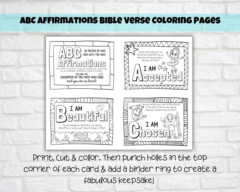 ABC Affirmations Bible Verse Identity in Christ Coloring Pages for ...