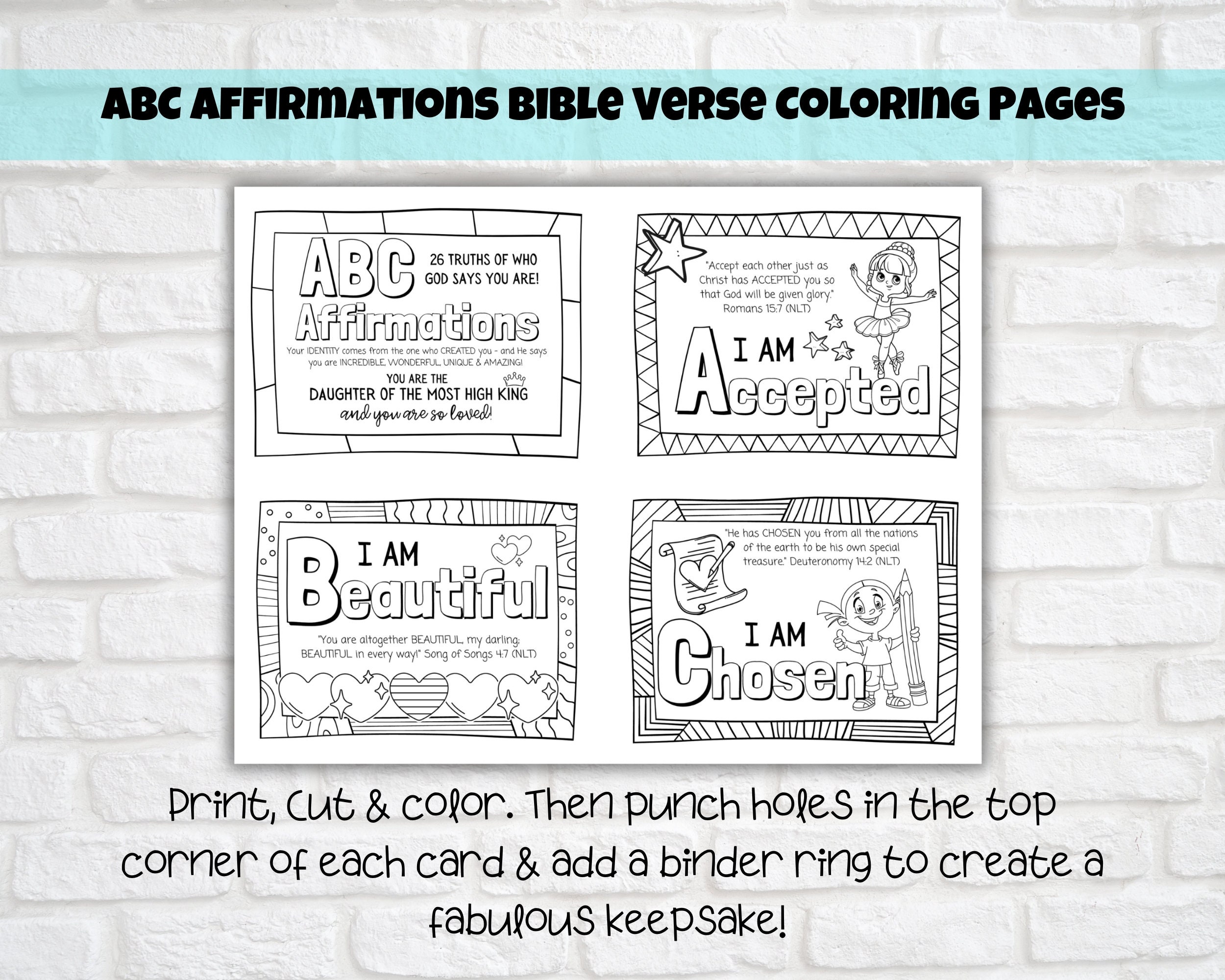 ABC Affirmations Bible Verse Identity in Christ Coloring Pages for ...