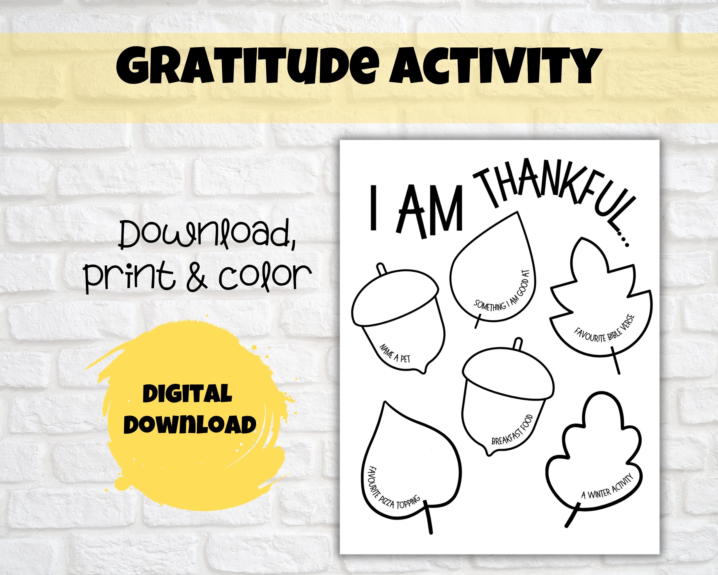 Thanksgiving/fall Bible Themed Activity, 30 Gratitude Prompts, Sunday ...