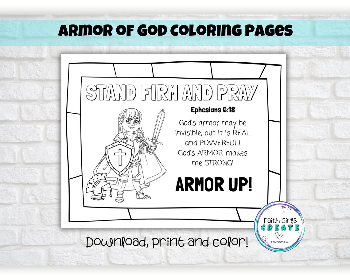 Armor of God Printable Coloring & Activity Pages Cards and - Etsy Canada