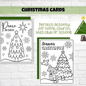 Kids Printable Christmas Cards to Colour, Set of 8, Sunday School ...