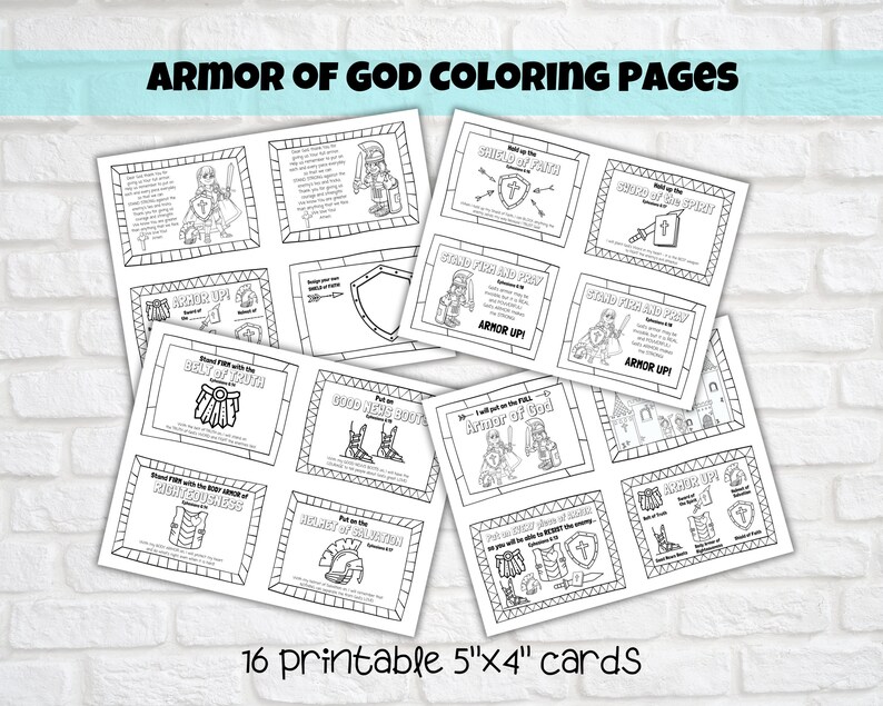 Armor of God Printable Coloring & Activity Pages Cards and - Etsy Canada