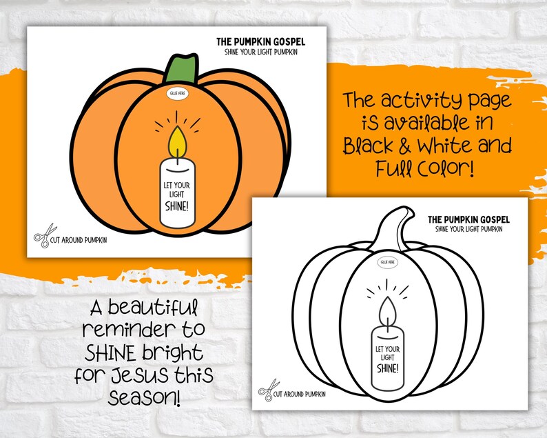 Pumpkin Gospel Shine Your Light Craft, Thanksgiving/fall Bible Themed ...