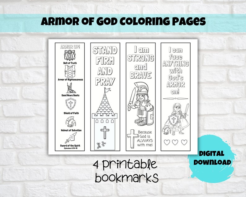 Armor of God Printable Coloring & Activity Pages Cards and - Etsy