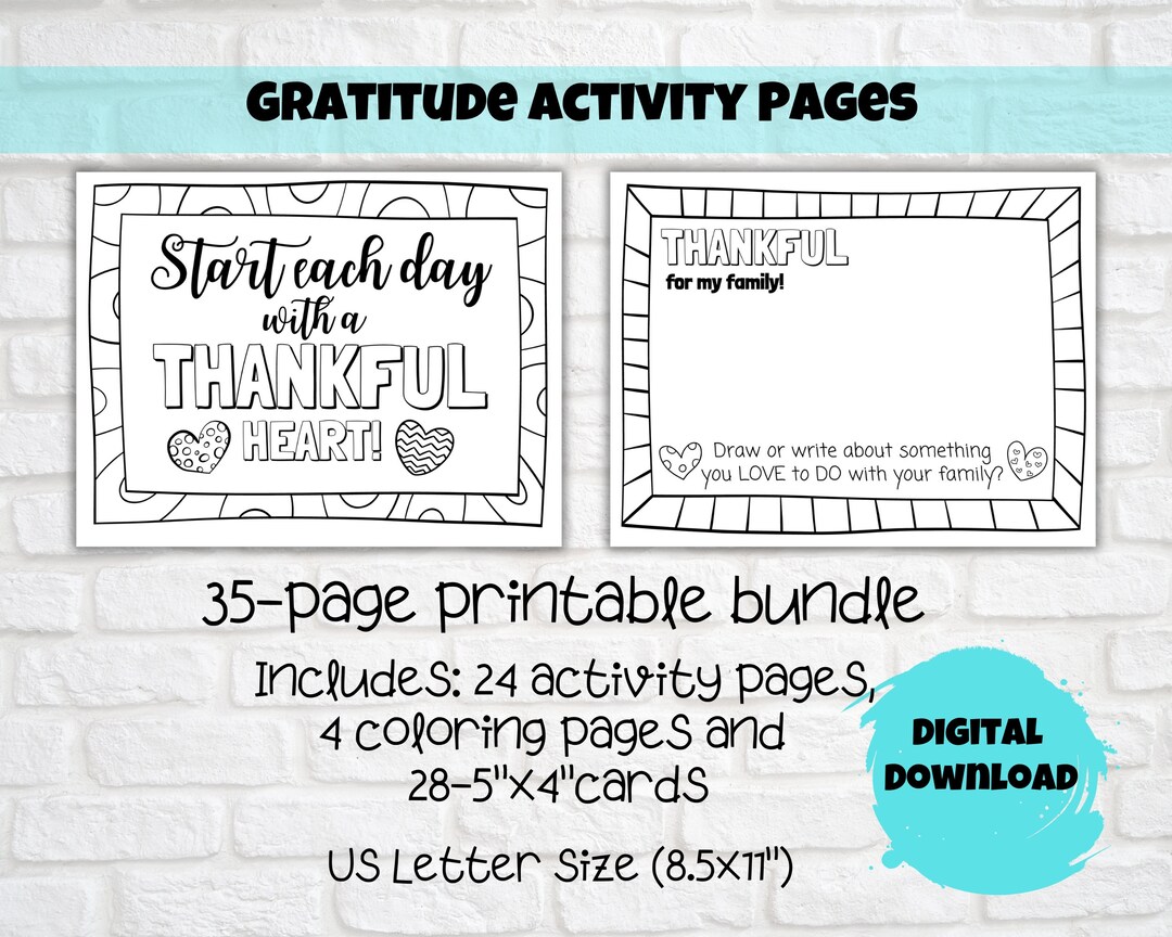 Gratitude Printable Coloring Activity Pages for Kids, Faith Based ...