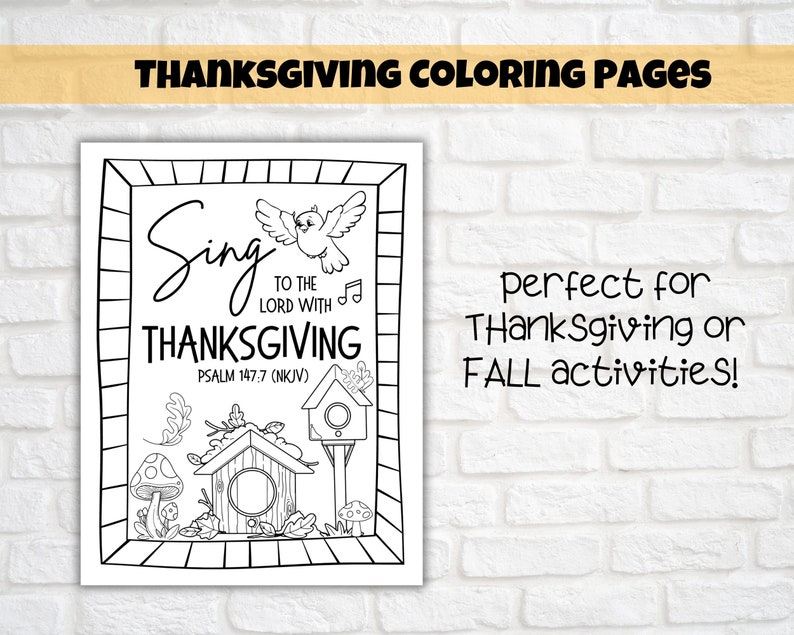 Thanksgiving/fall Bible Verse Set of 10 Coloring Pages, Printable ...