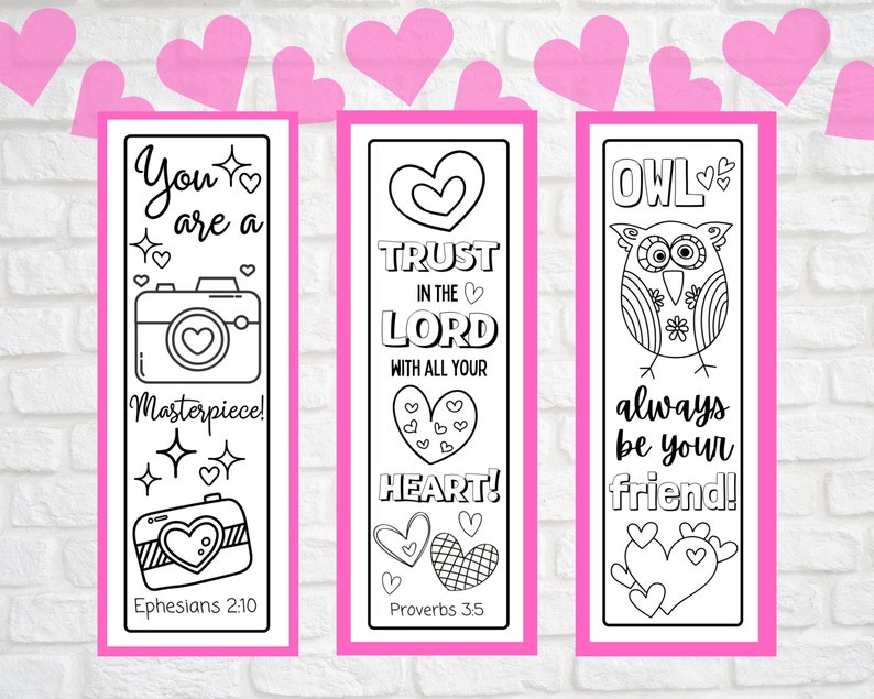 Kids Printable Bible Verse Valentine/love Themed Bookmarks to Colour ...