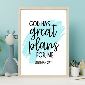 God Has Great Plans for Me, Printable Bible Wall Art, Affirmation Art ...