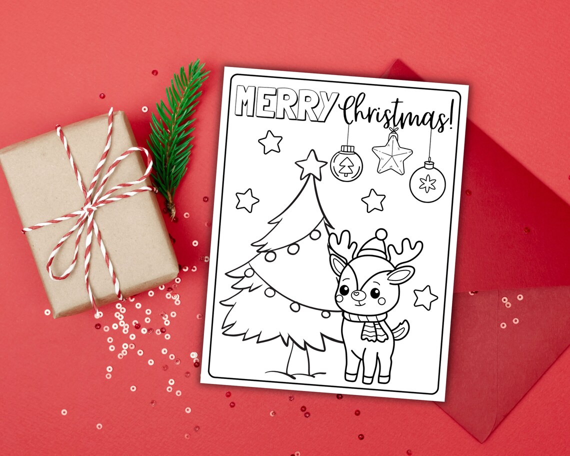 Kids Printable Christmas Cards to Colour, Set of 8, Sunday School ...