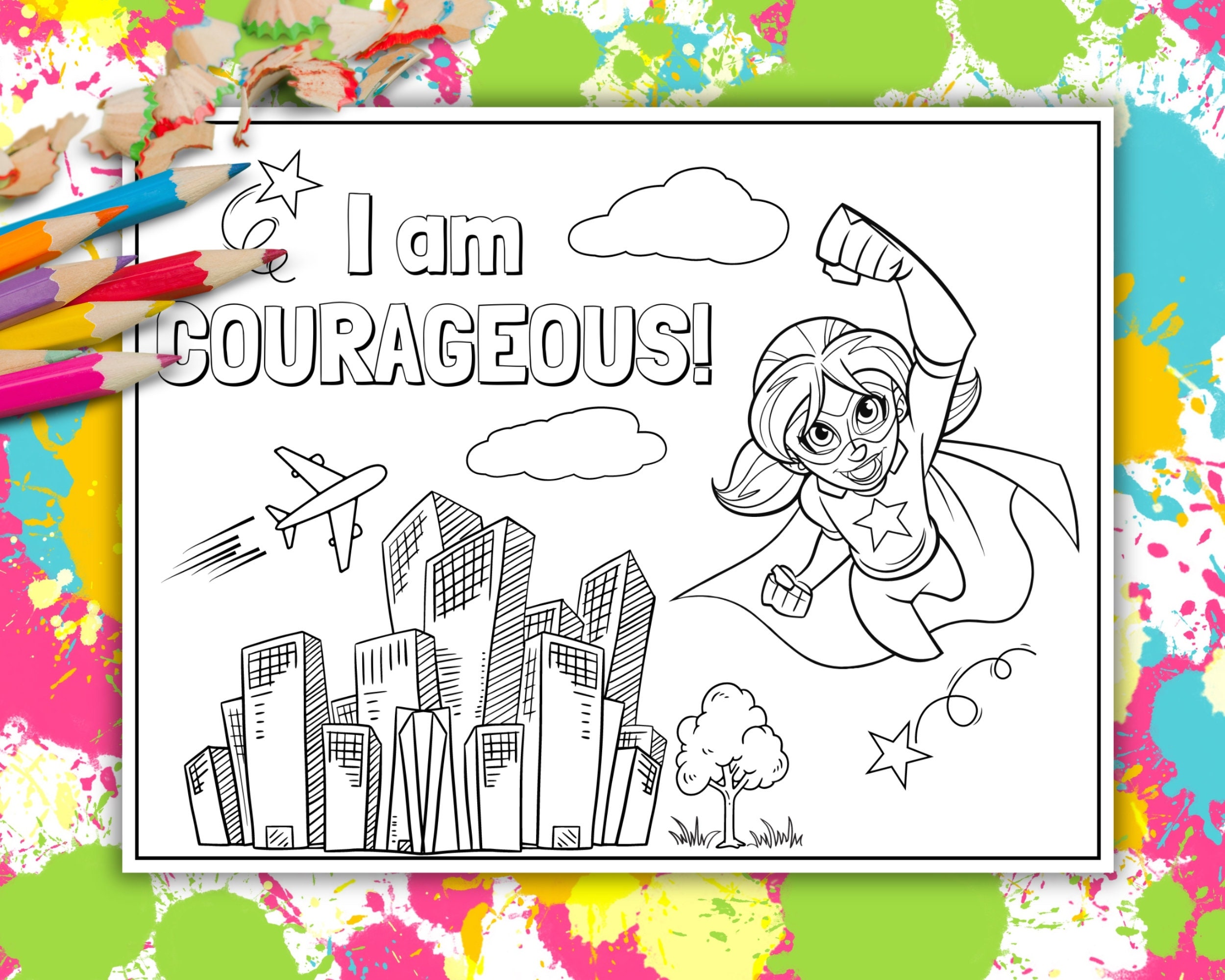 Affirming Superhero Coloring Set for Kids 10 Pages , Encouraging Growth ...