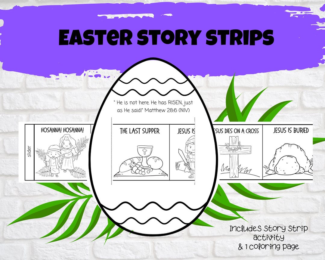 Easter/palm Sunday Story Strip Activity, Kids Church Craft, Bible Verse ...