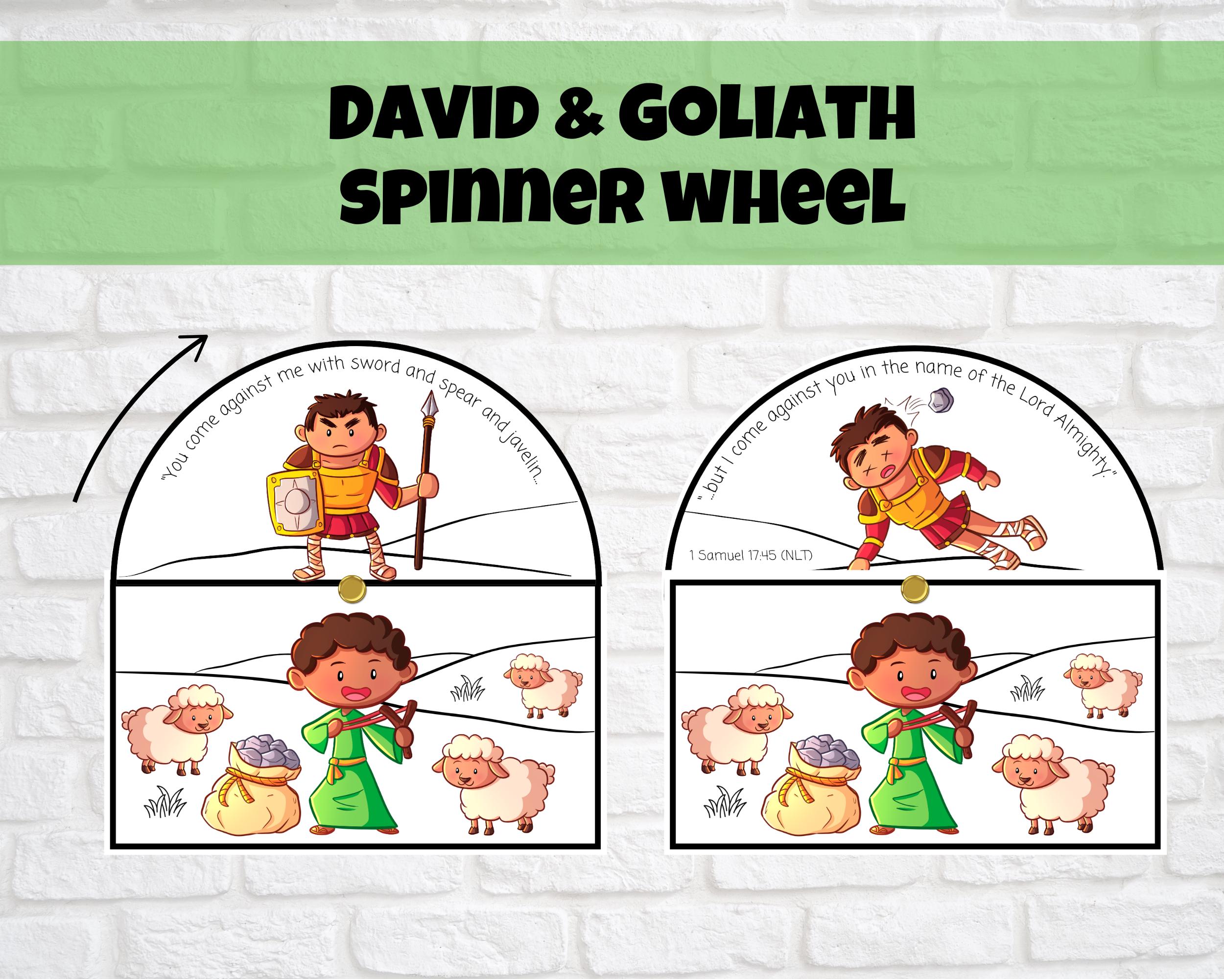 Kids Printable Story of David & Goliath Spinner Color Wheel, Sunday ...