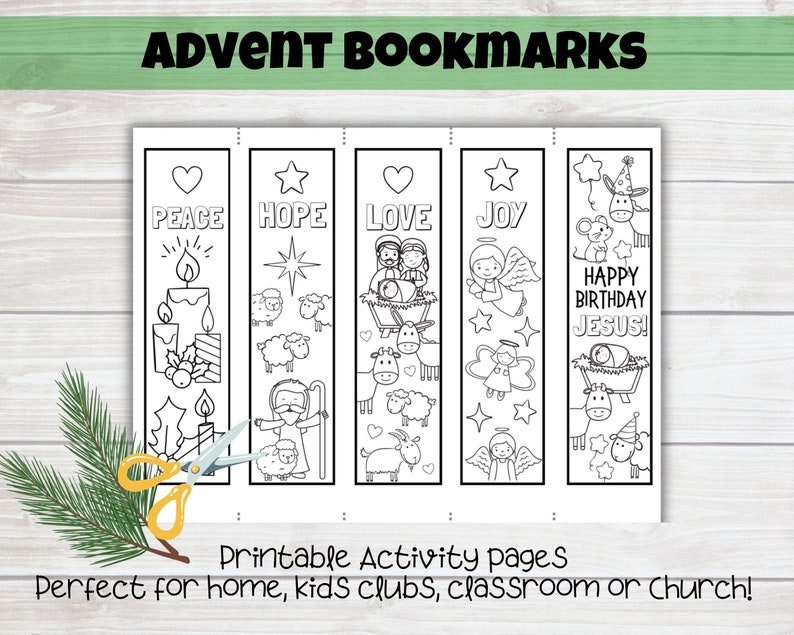 Kids Printable Advent Coloring Bookmarks, Christmas Sunday School ...