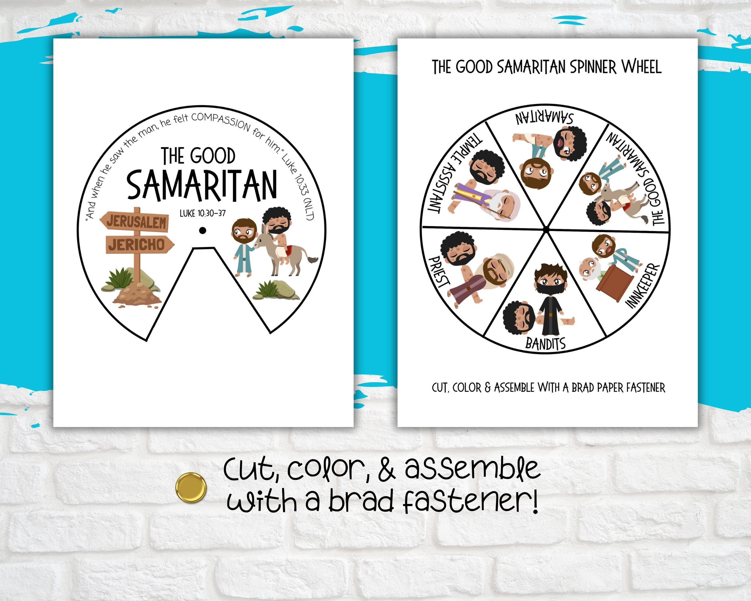 Kids Printable Good Samaritan Spinner Color Wheel, Sunday School ...