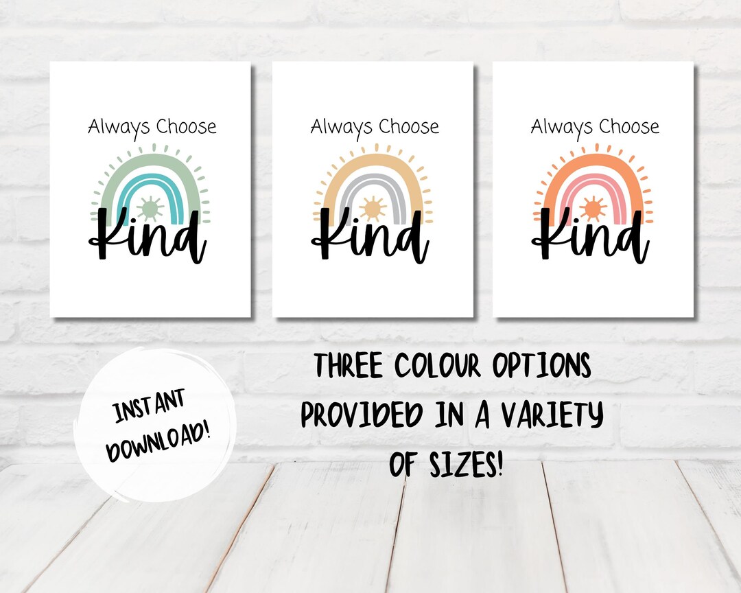 Always Choose Kind, Printable Bible Wall Art, Affirmation, Kids Room ...
