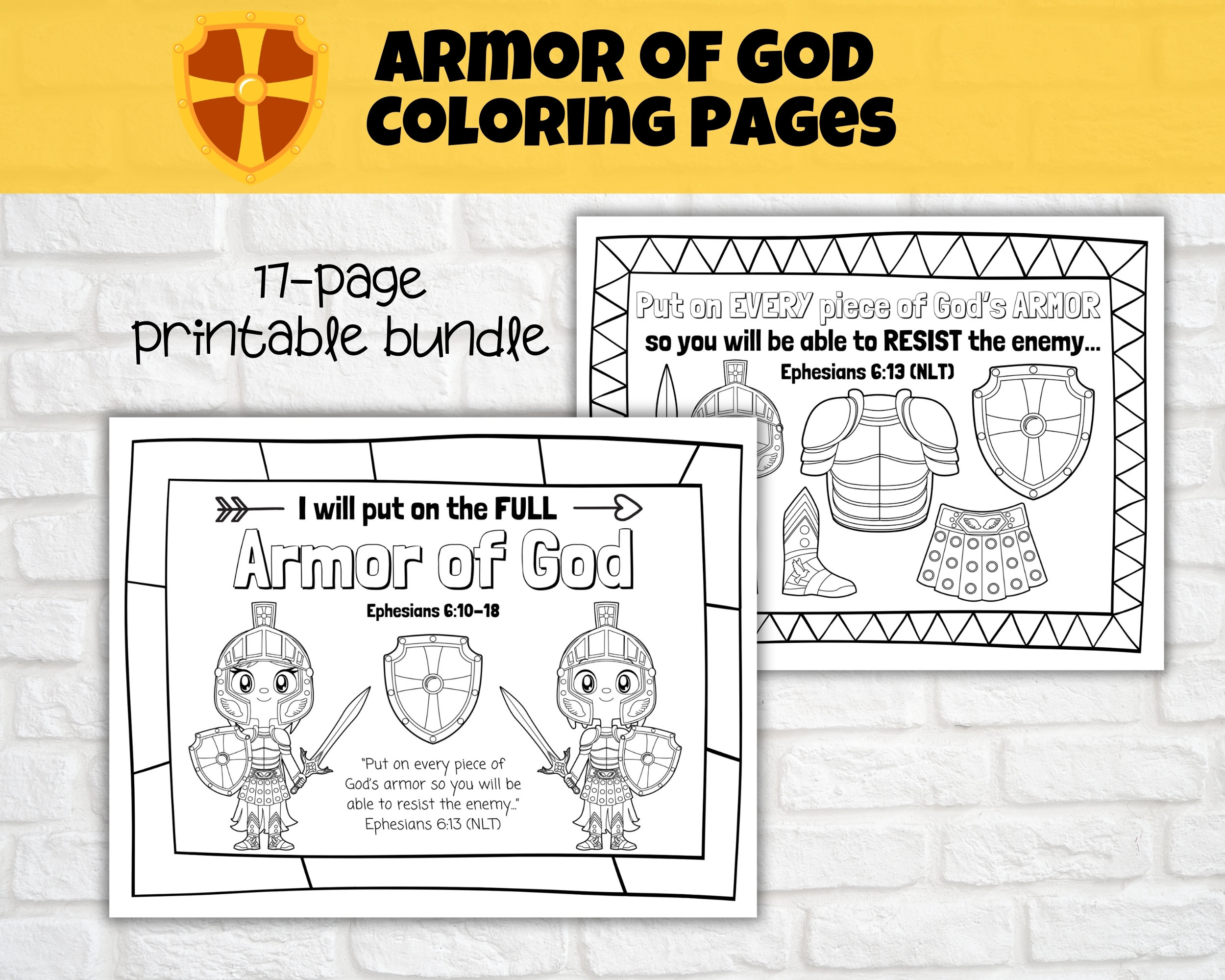 Armor of God Printable Coloring & Activity Pages, Sunday School, Kids ...