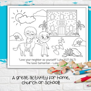 Kids Printable Good Samaritan Coloring & Activity Pages, Sunday School ...
