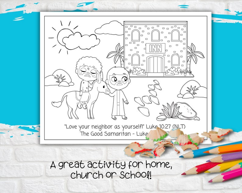 Kids Printable Good Samaritan Coloring & Activity Pages, Sunday School ...